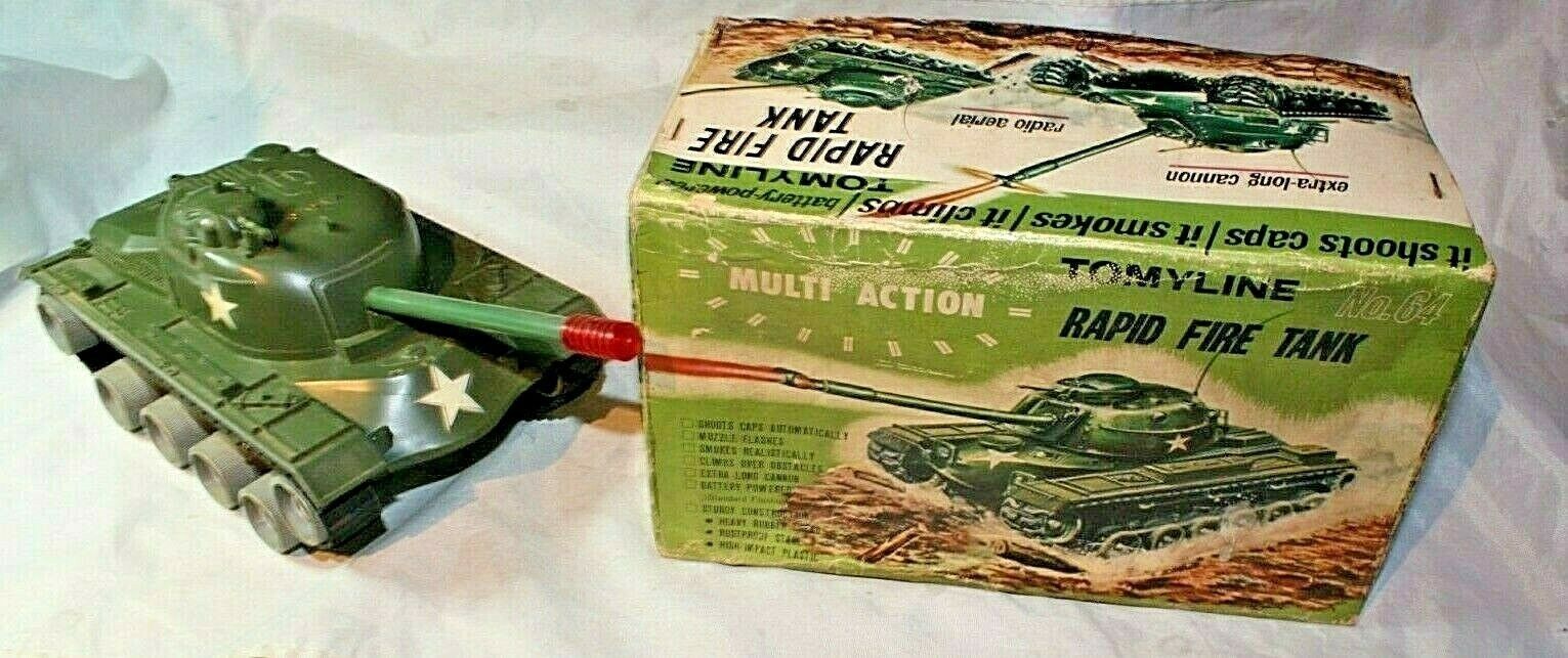 Tomy Line Rapid Fire Tank, Tinplate & Plastic, 1960's, VGC & Working ...