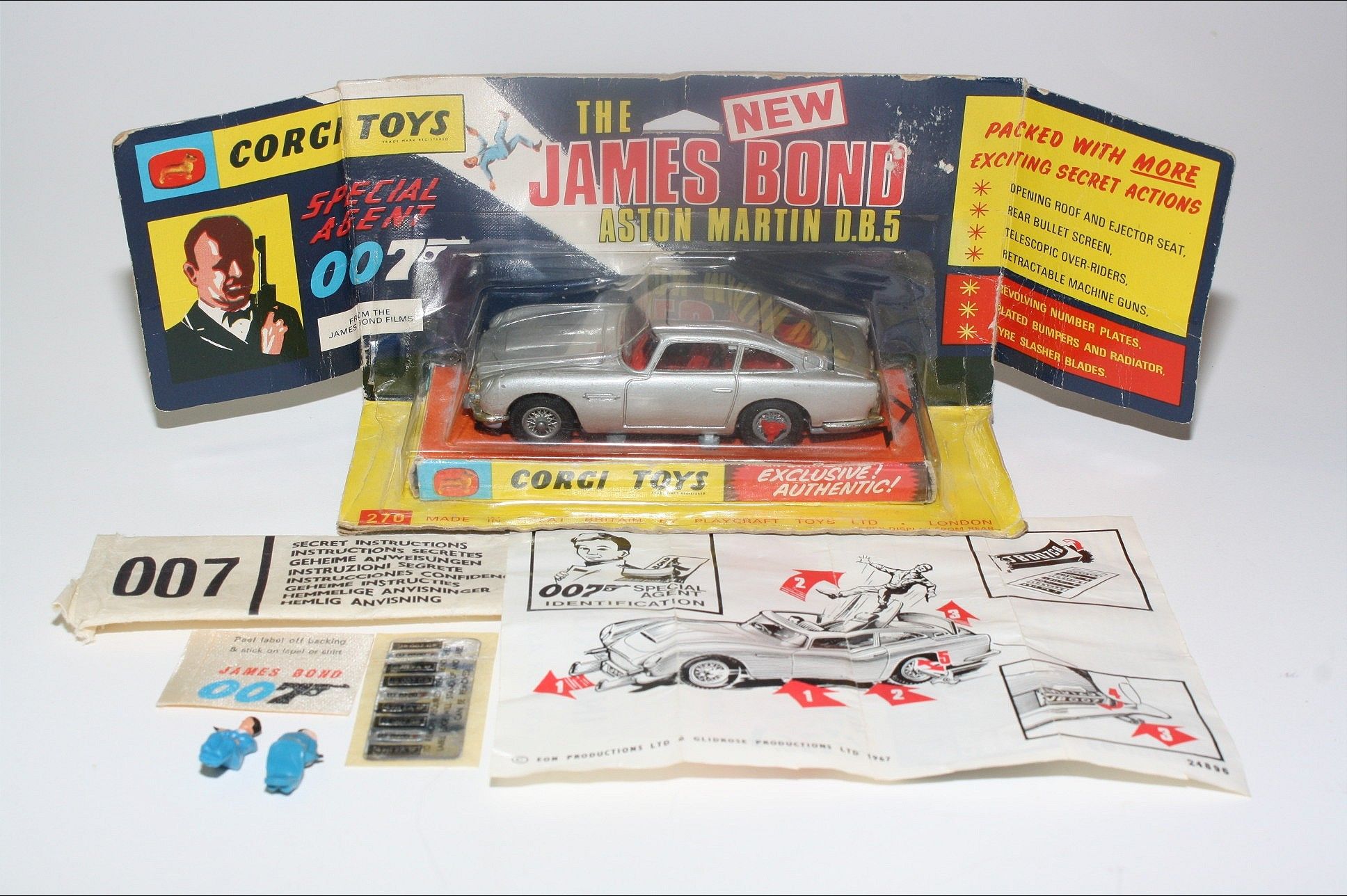 Corgi 270 James Bond Aston Martin DB5, VGC, Complete in Original Pack ...