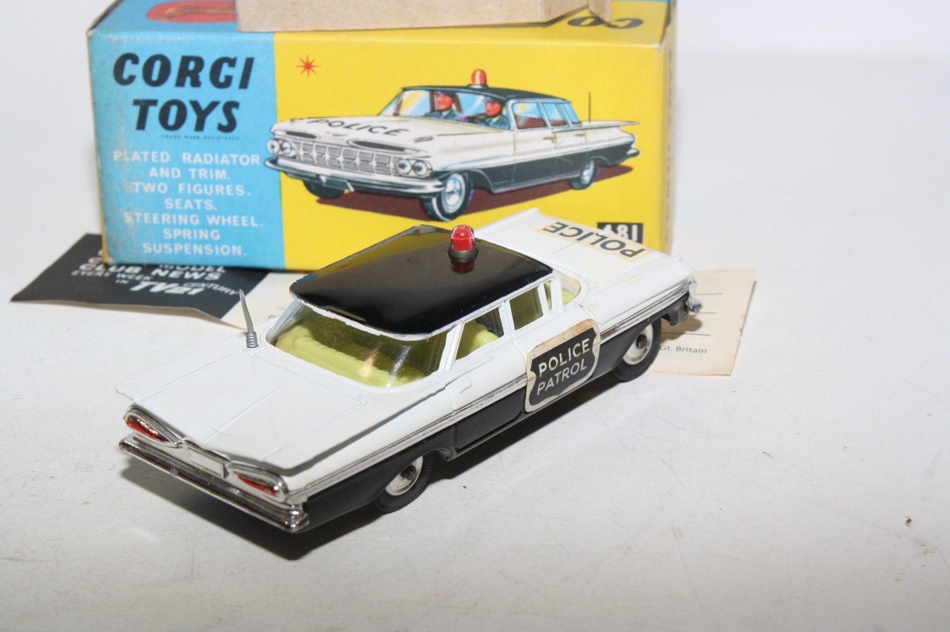 Corgi 481 Chevrolet Police Car, Mint in Good Original Box | DB Collectables