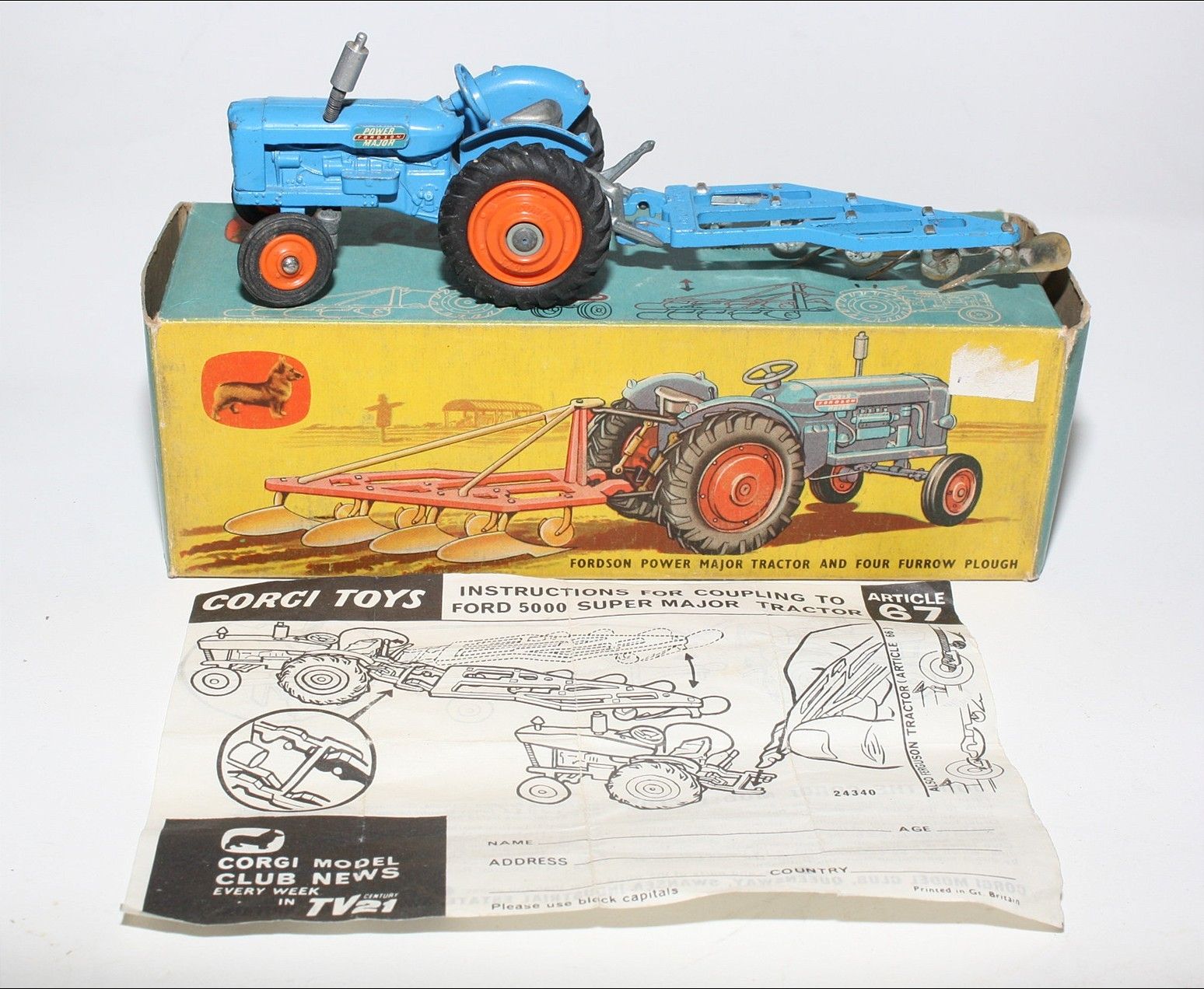 Corgi Gift Set 18 Fordson Tractor and Plough, VGC in Original Box | DB ...