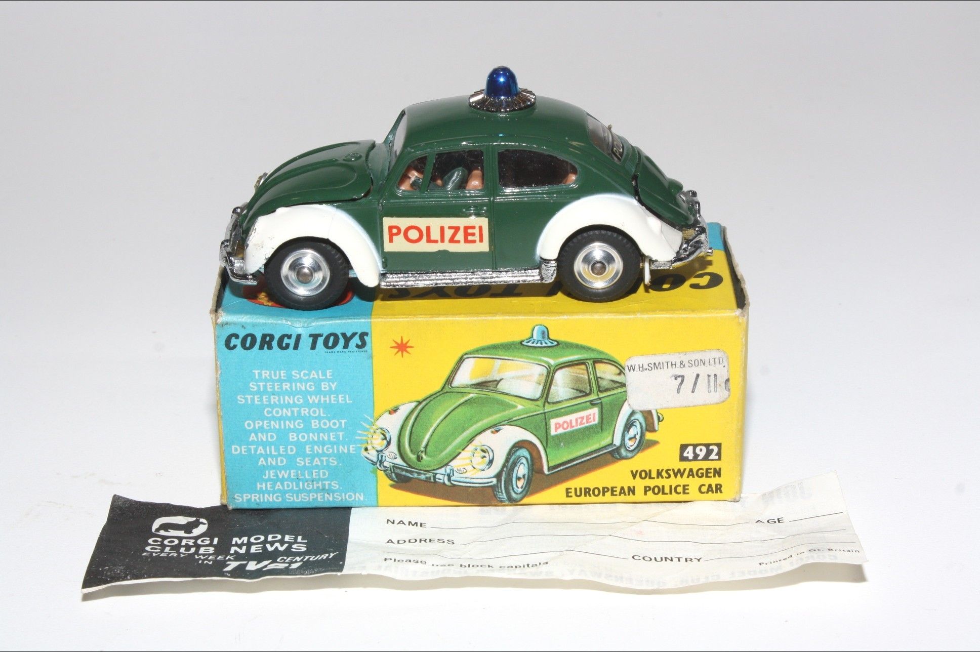 Corgi 492 VW European Police Car, VNM in Good Original Box | DB ...
