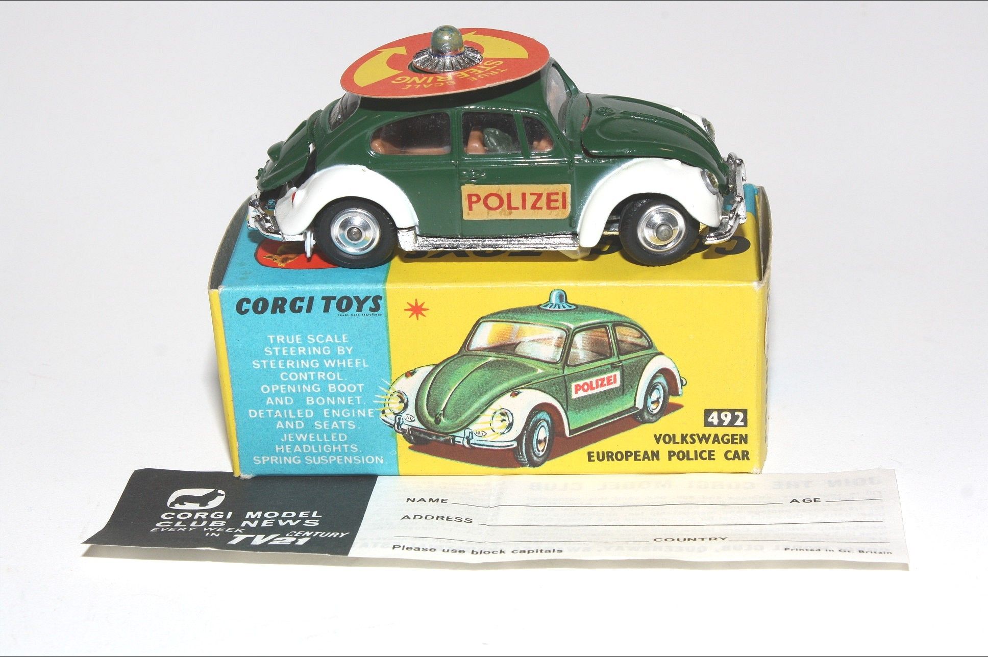 Corgi 492 VW European Police Car, Mint in VNM Original Box | DB ...