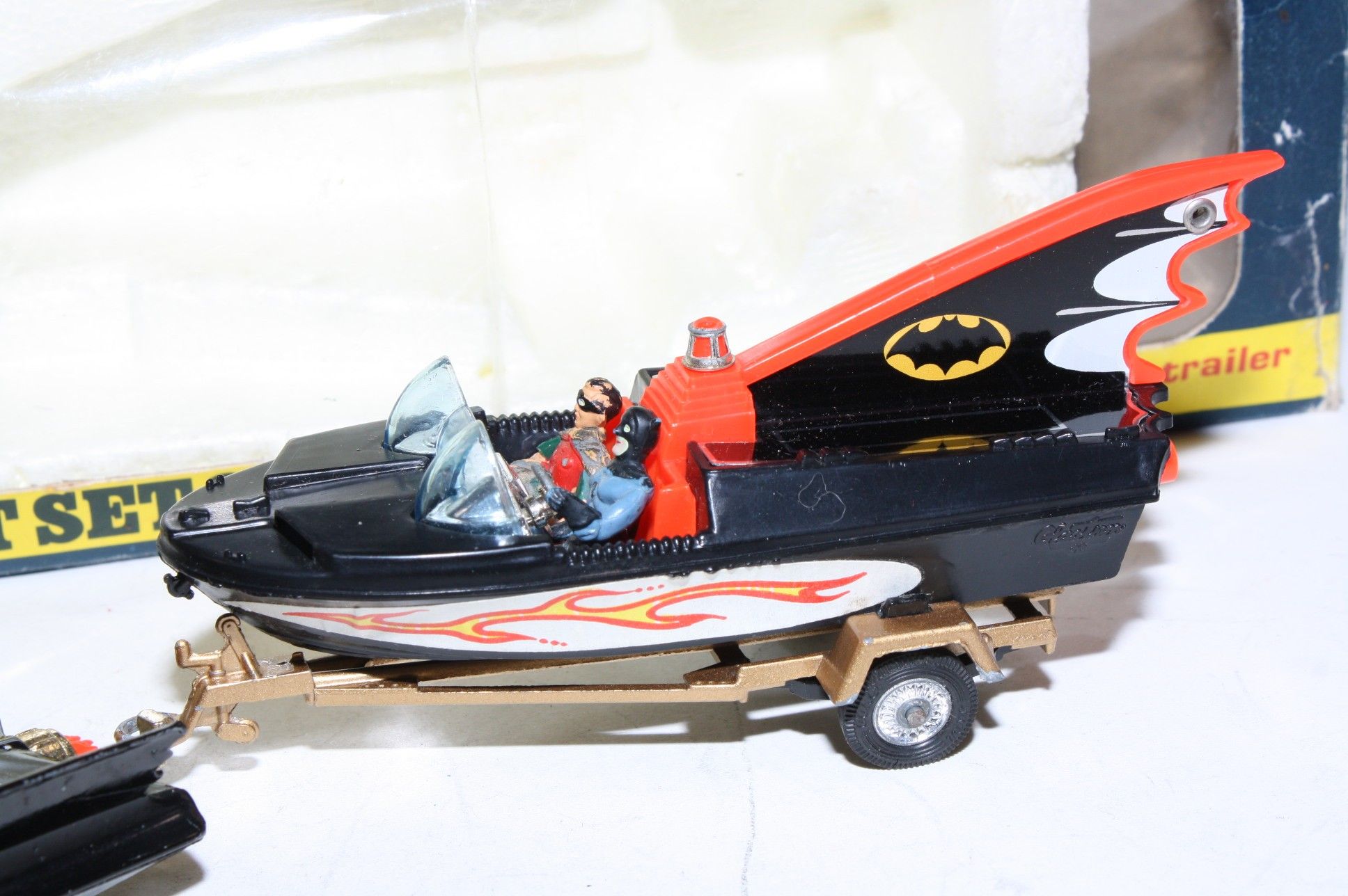 Corgi Gift Set 3 Batmobile & BatBoat, 1973, 8 Spoke, in Original Box ...